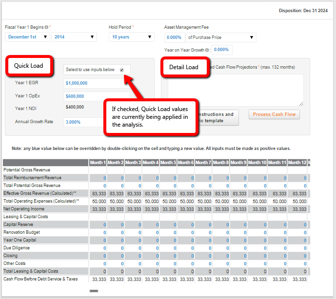 How to load cash flows using the Detail Load mode, and the relationship ...
